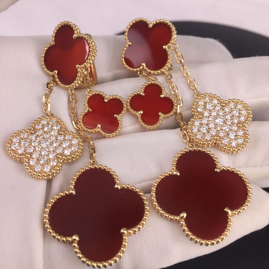 VCA Magic Alhambra Earrings With Diamonds - International Brand Replica ...